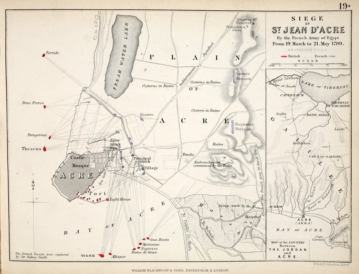 Map of the Siege of St. Jean d'Acre, Published by William Blackwood and Sons